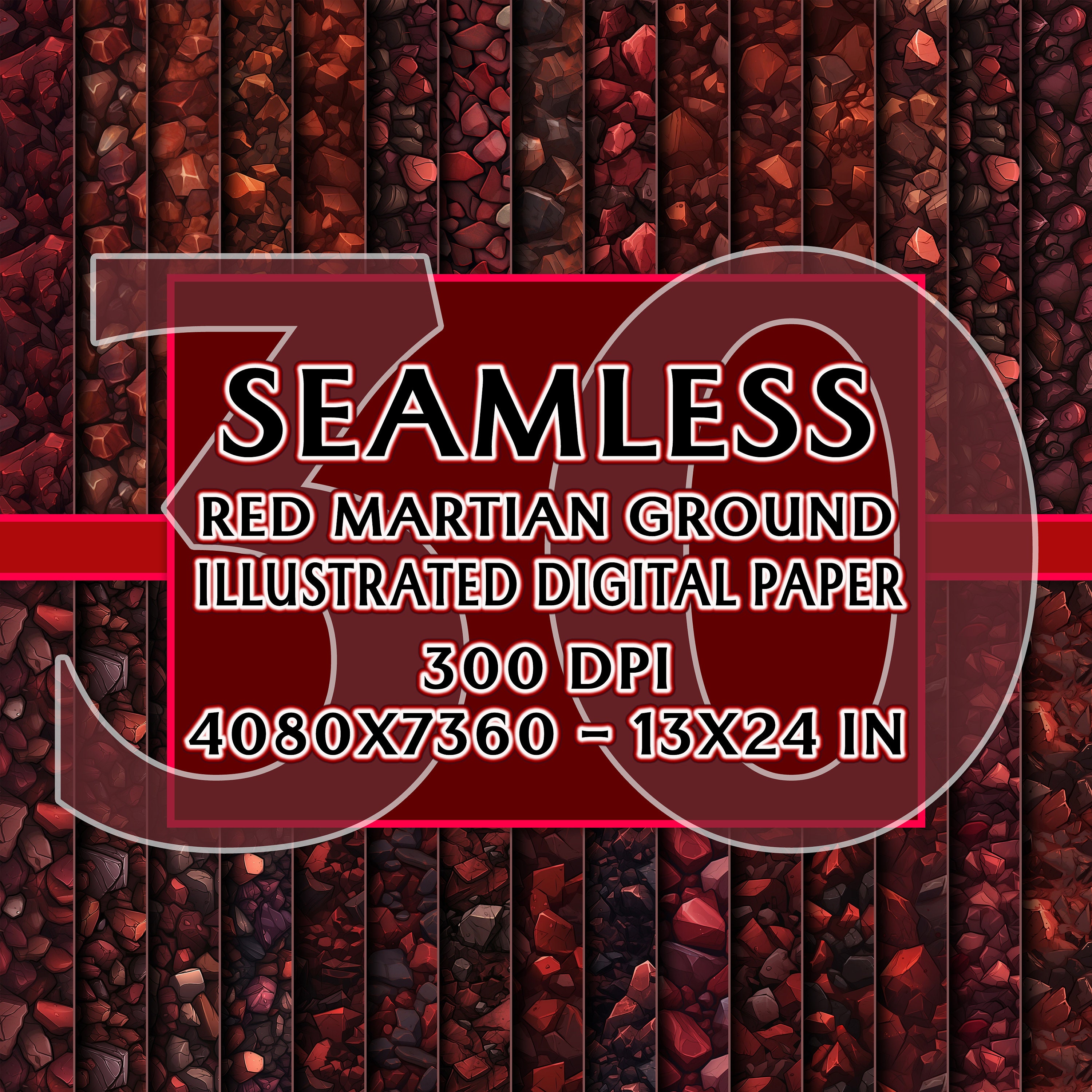 30 ILLUSTRATED Texture of Red ROCKY GROUND of Seamless Martian Surface ...