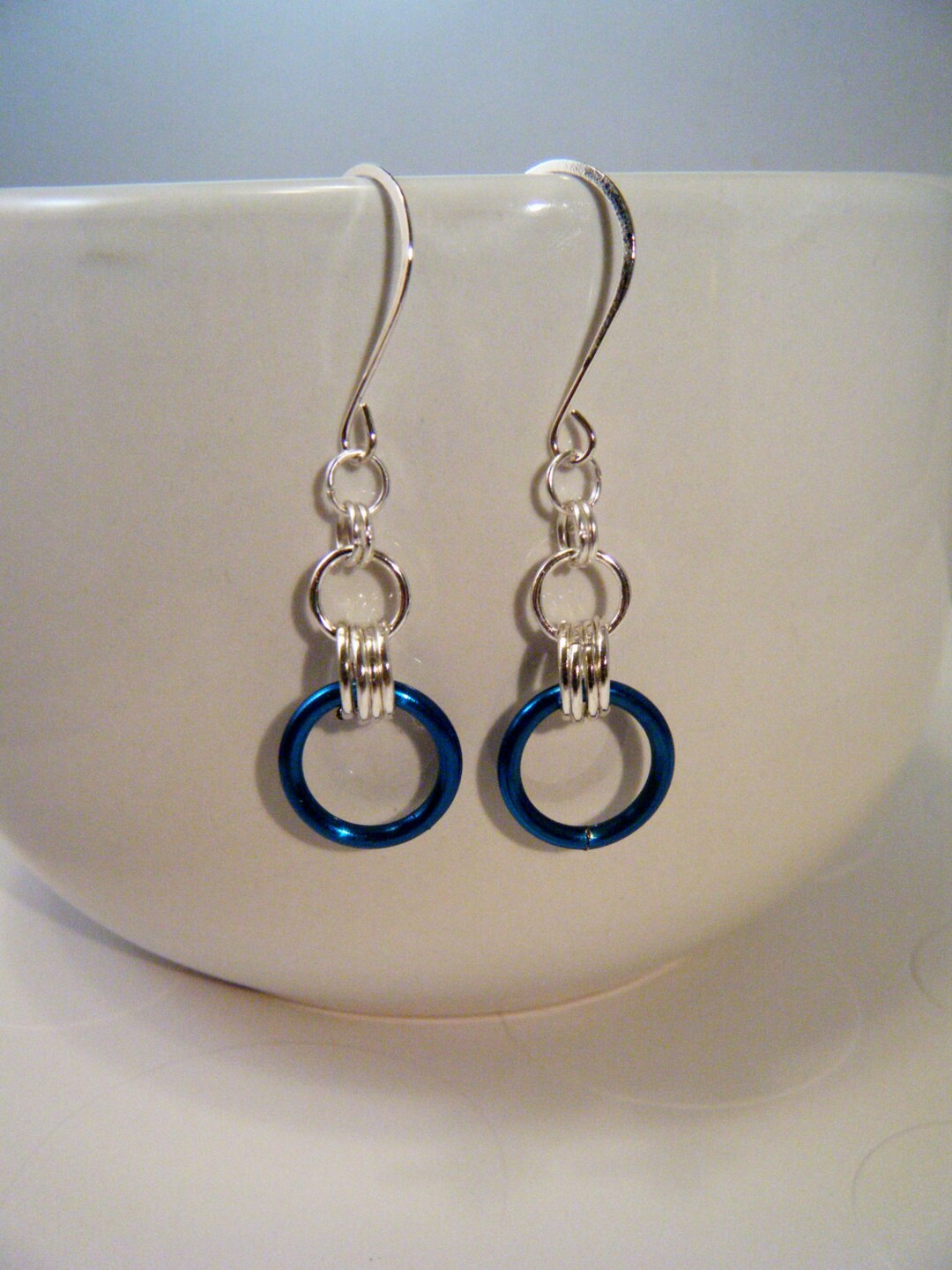 Jump Ring Earrings/turquoise Anodized Aluminum Earrings/dangle Earrings ...