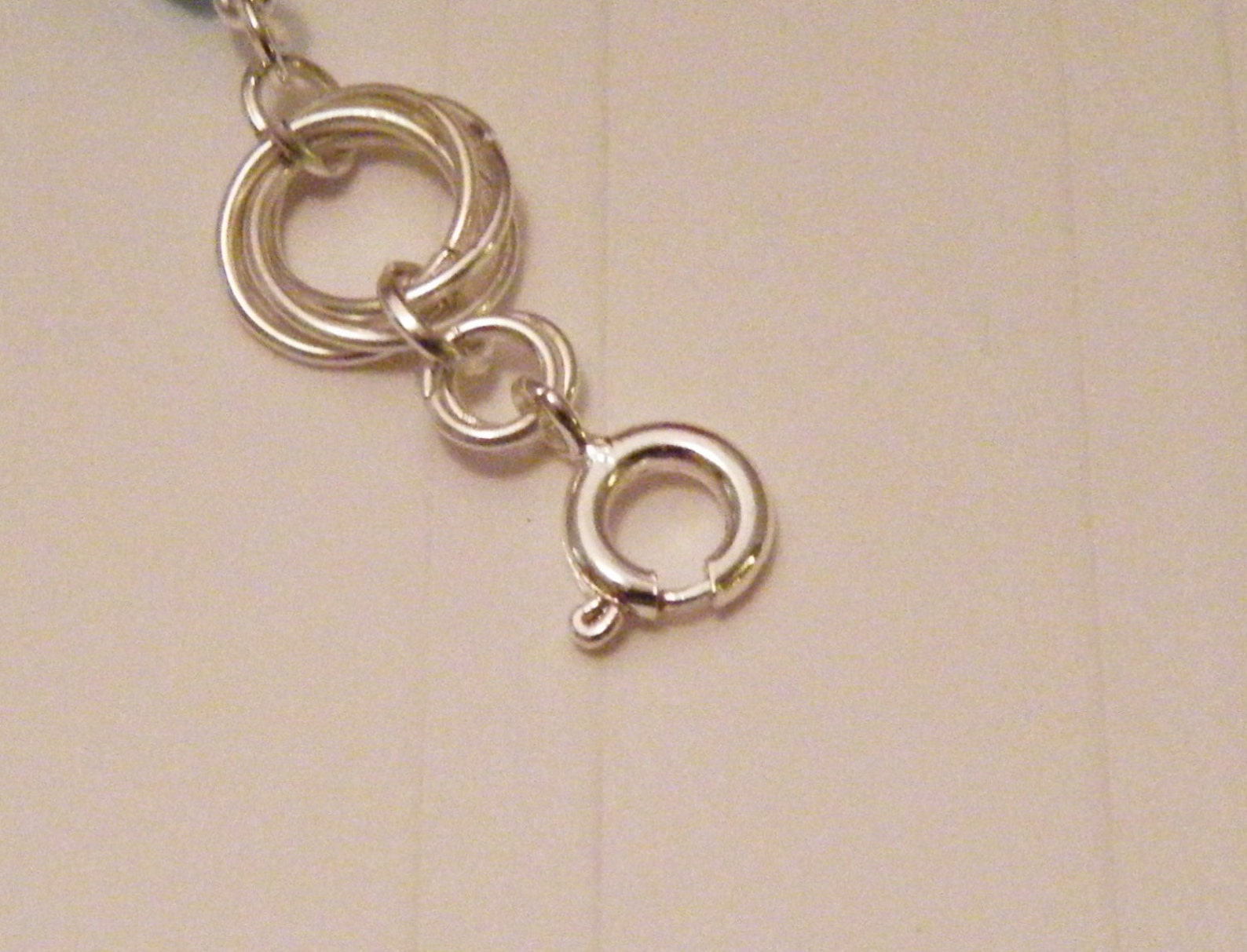 Mobius Knot Bracelet/sky Blue Glass Bead Silver Bracelet/jump Ring and ...