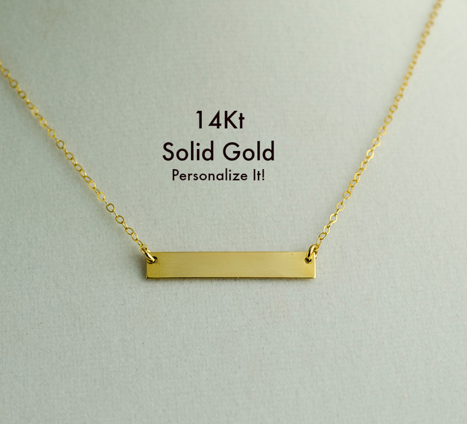 Real Gold Bar Necklace Solid Gold Bar Necklace 14K Gold Bar - Etsy