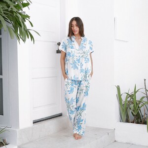 Maggie Pajama Set - Long Pants // Lillies Cornflower Blue // Code P043 ...