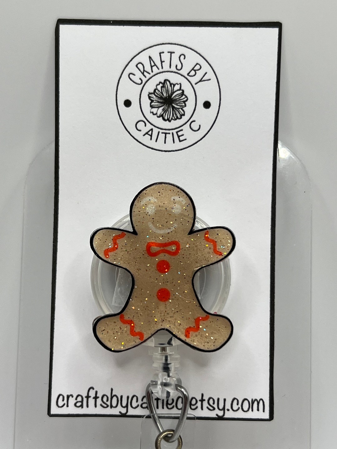 Mini Glitter Gingerbread Man Retractable ID Badge Reel - Etsy