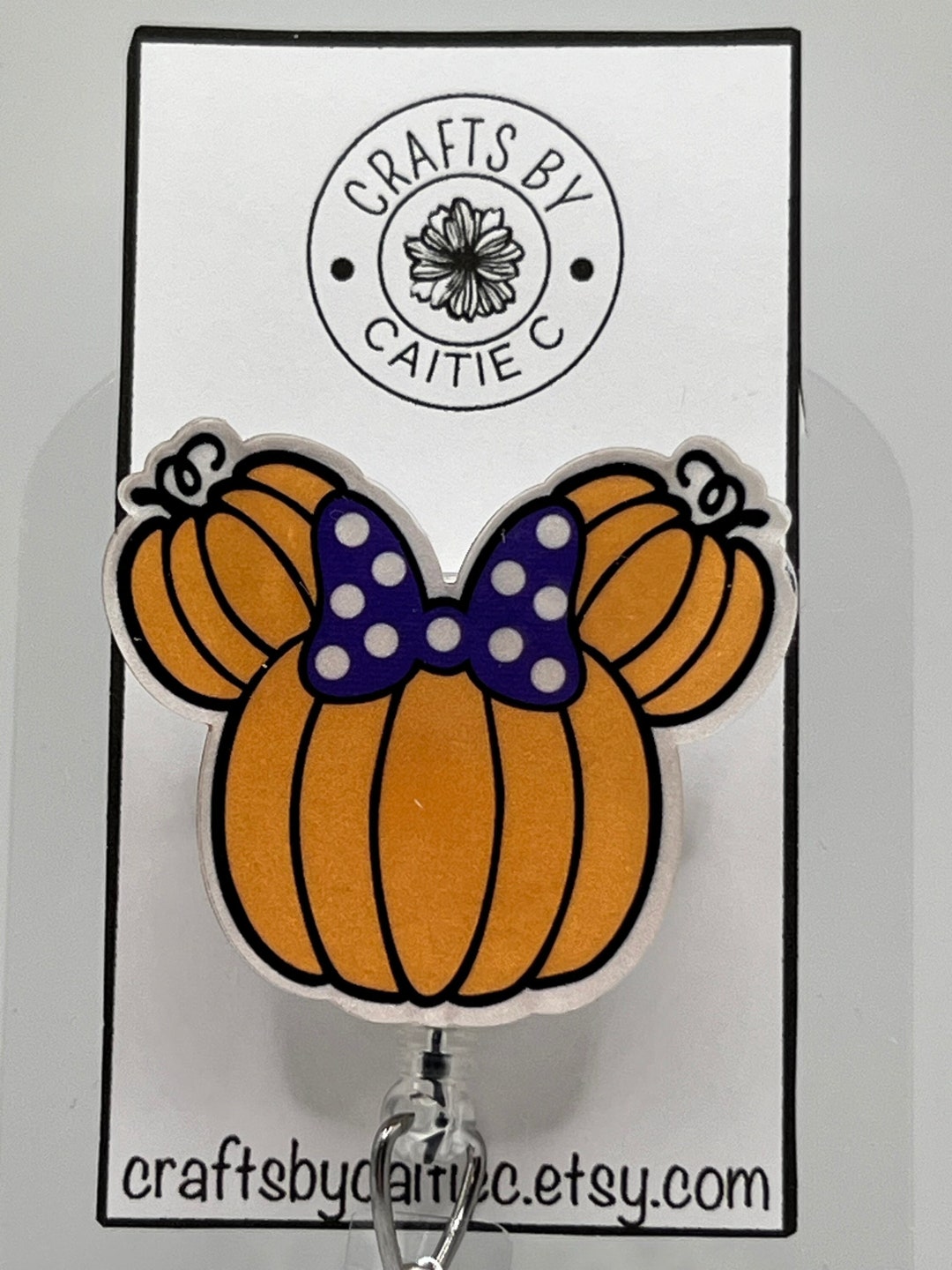 Minnie Mouse Pumpkin Retractable ID Badge Reel - Etsy