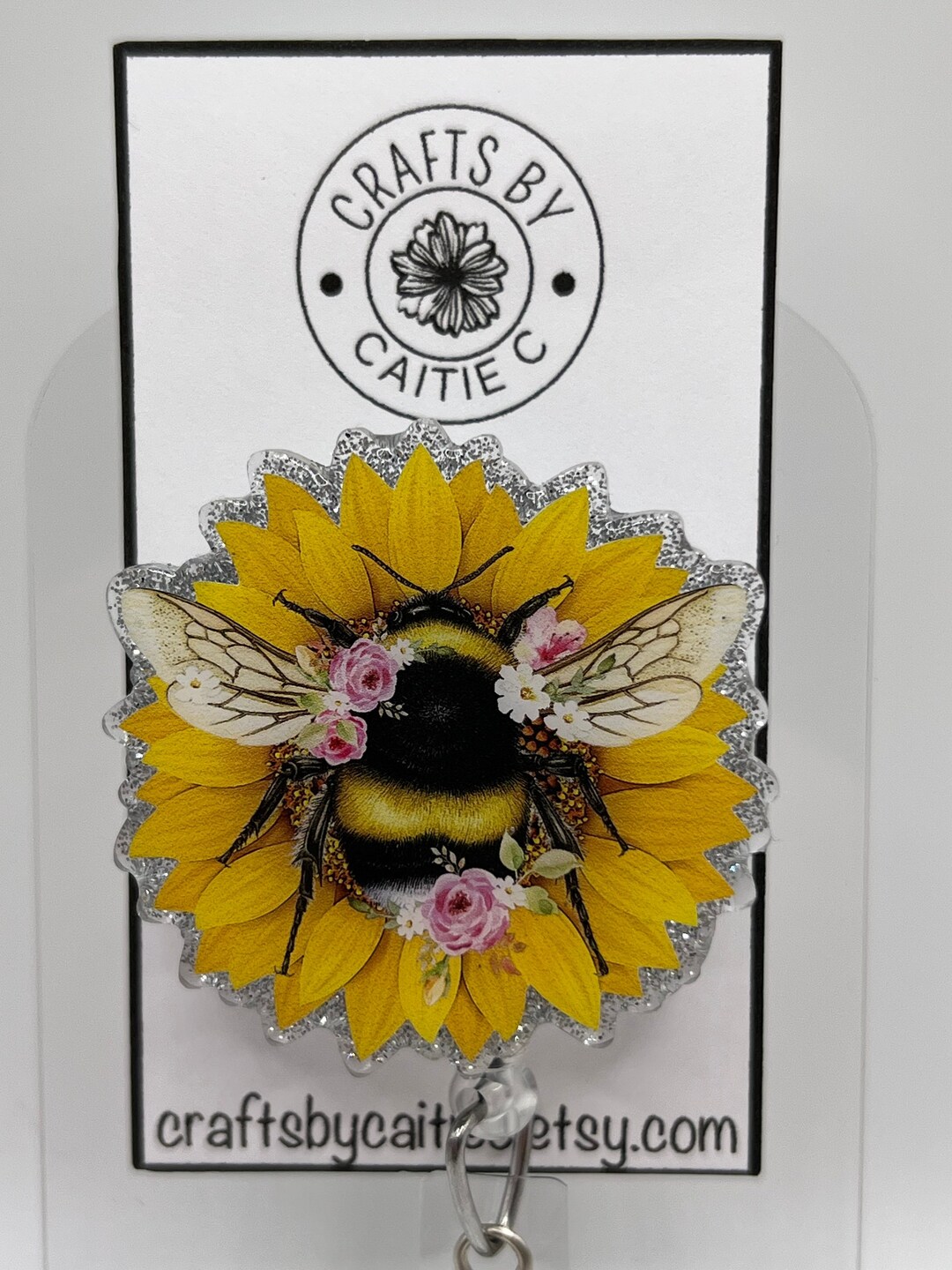 Sunflower Bee Retractable ID Badge Reel - Etsy