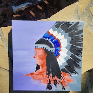 Native American Original Acrylic Painting, 12x12 Canvas Art - Etsy