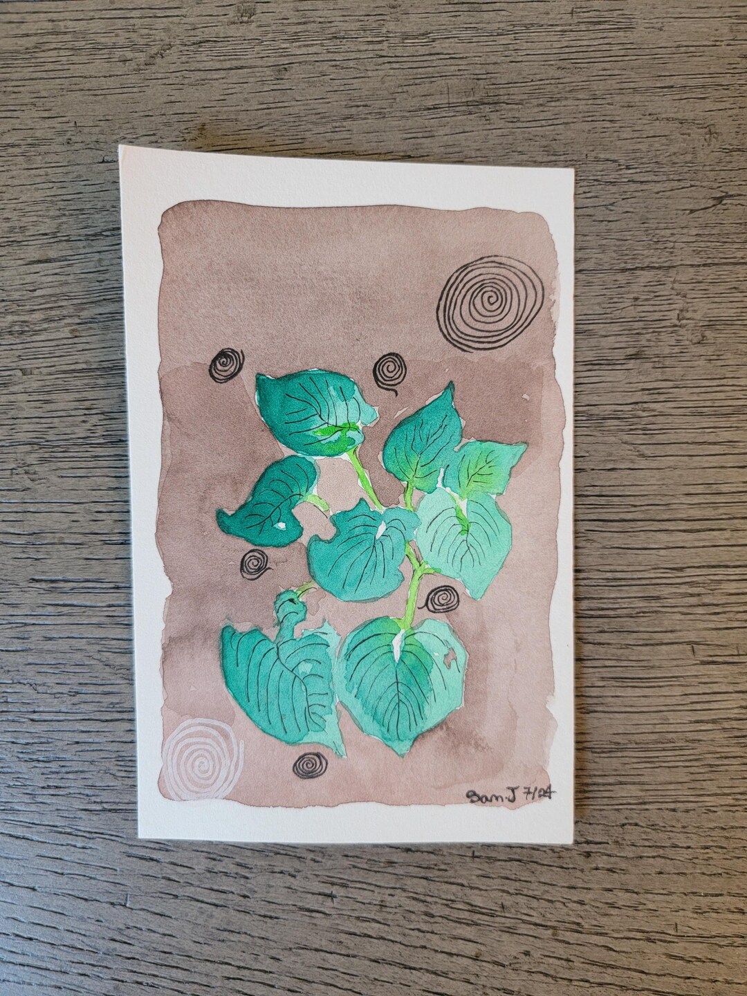Hosta Blue Angel Art, Perennial Plant, 4x6 Watercolor Original Painting ...