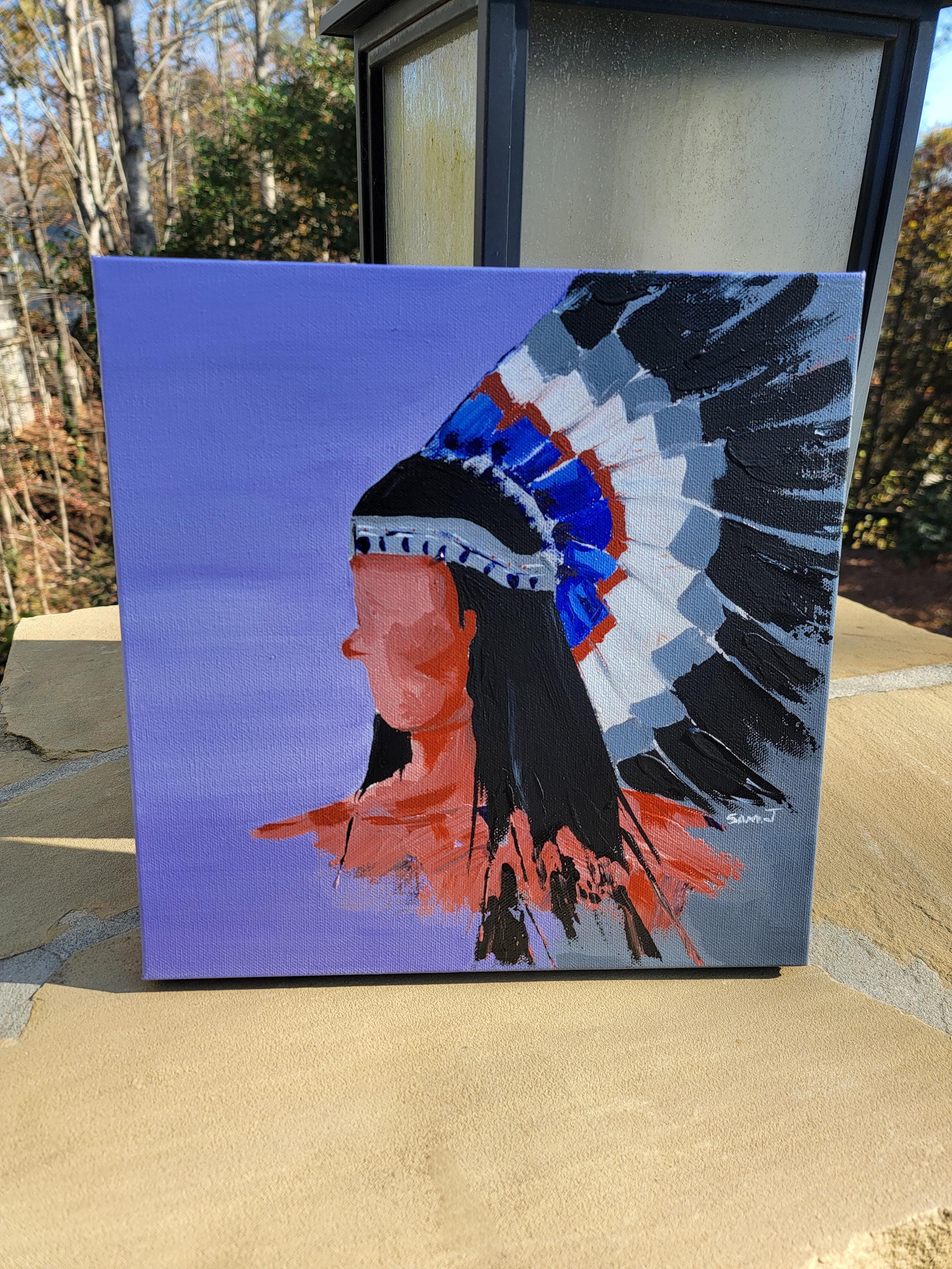 Native American Original Acrylic Painting, 12x12 Canvas Art - Etsy