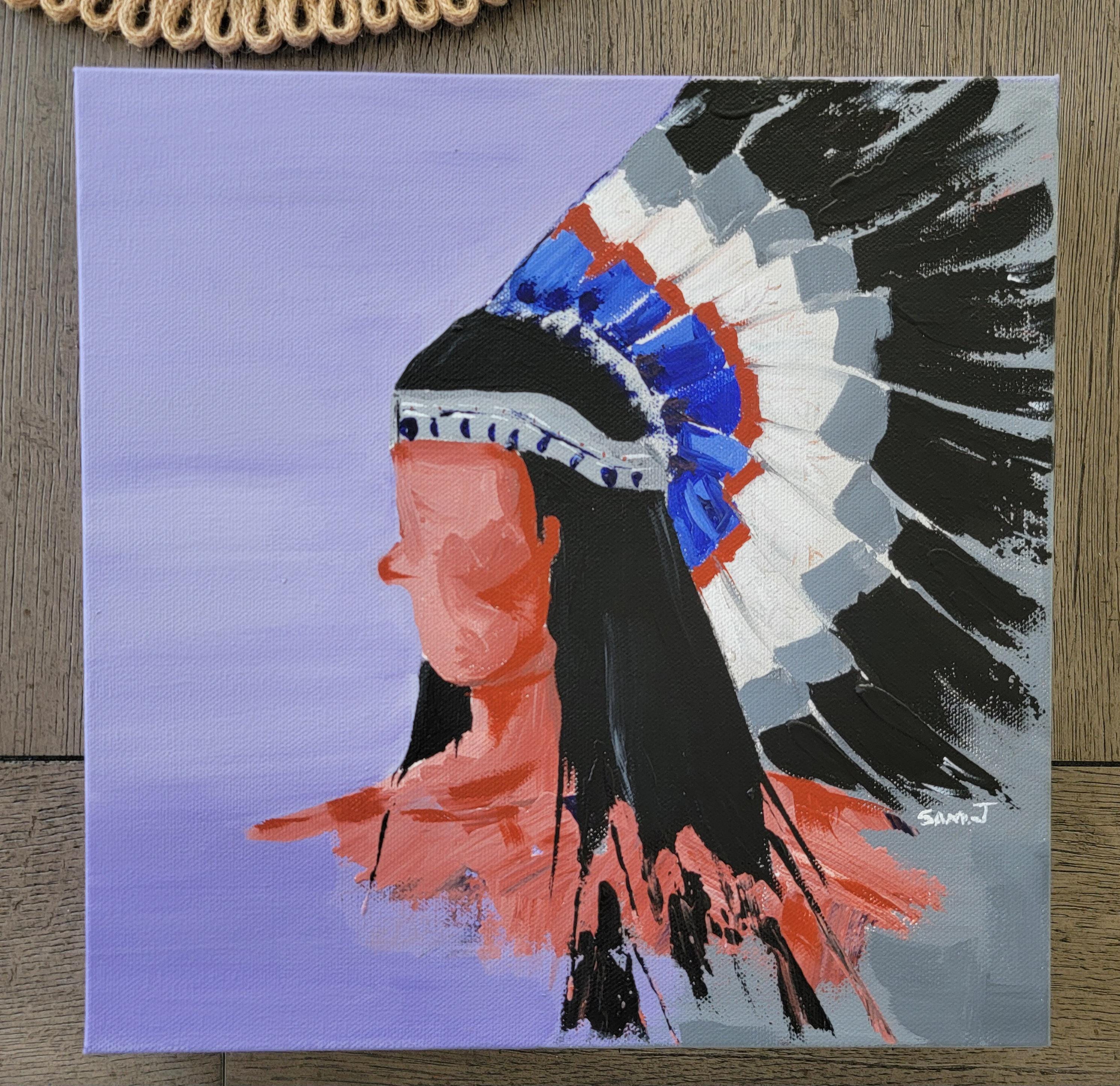 Native American Original Acrylic Painting, 12x12 Canvas Art - Etsy