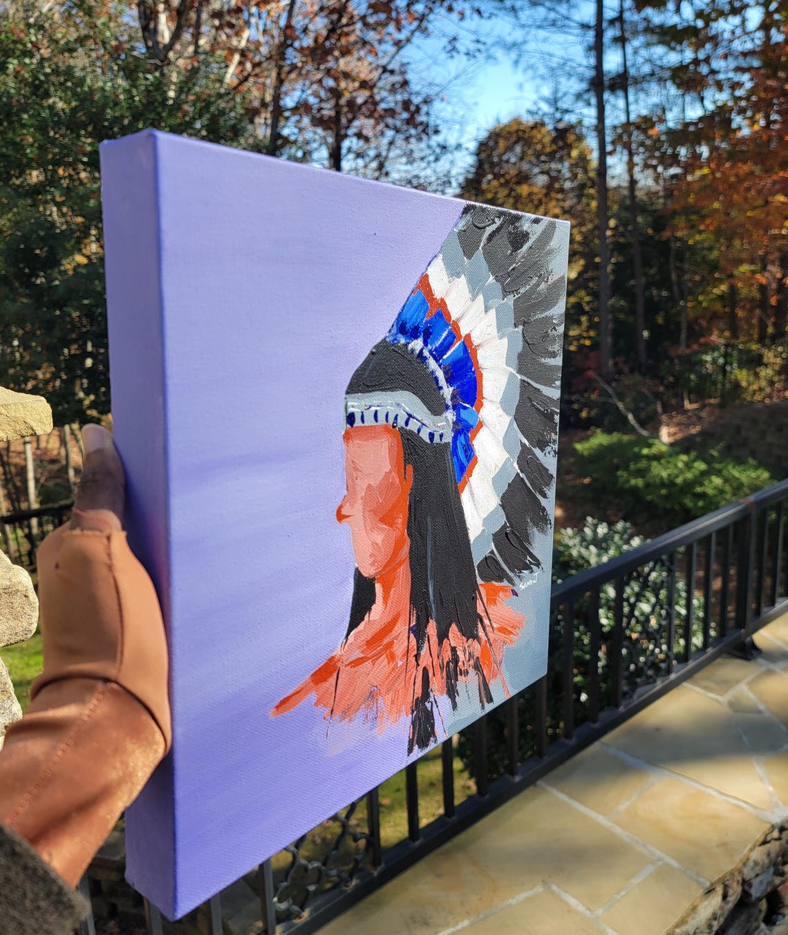 Native American Original Acrylic Painting, 12x12 Canvas Art - Etsy