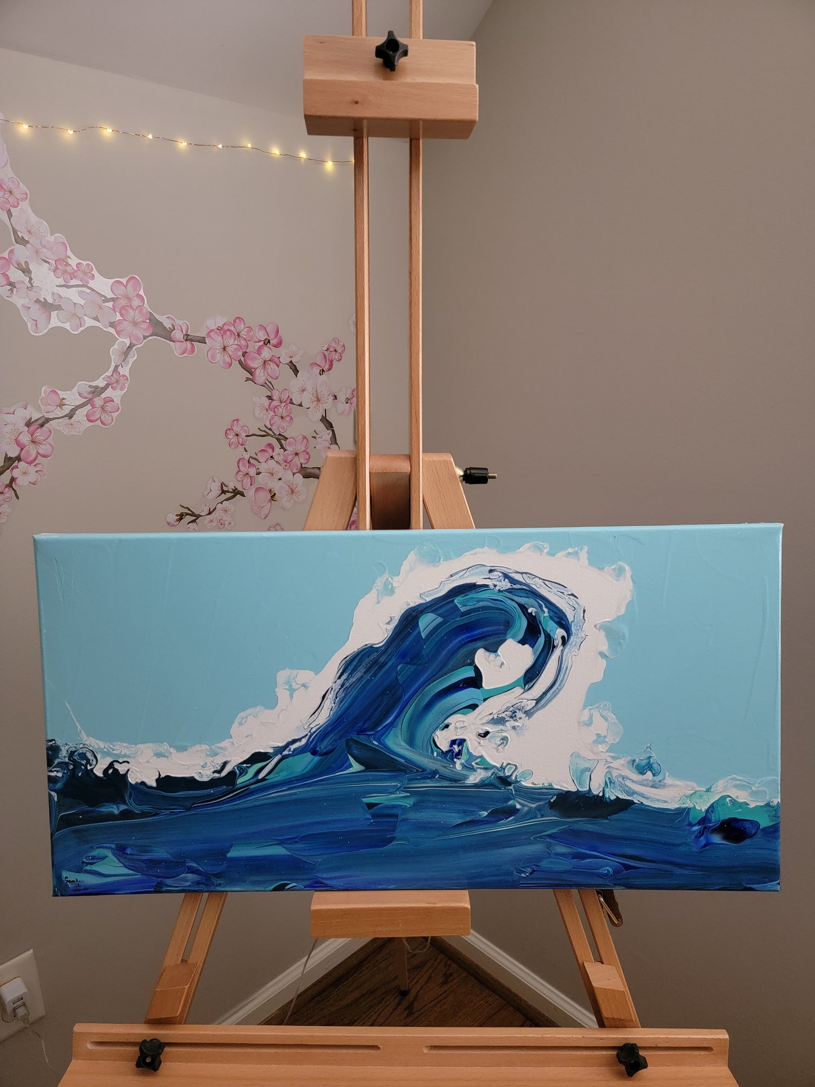 Wave Acrylic Pour Painting 12x24 Canvas Art - Etsy
