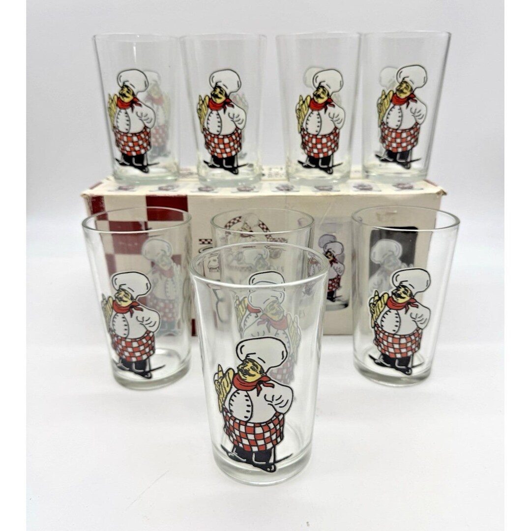 Italian Chef Glass Set (8) - 12 Oz. - 1990s Kitchen Decor - Etsy