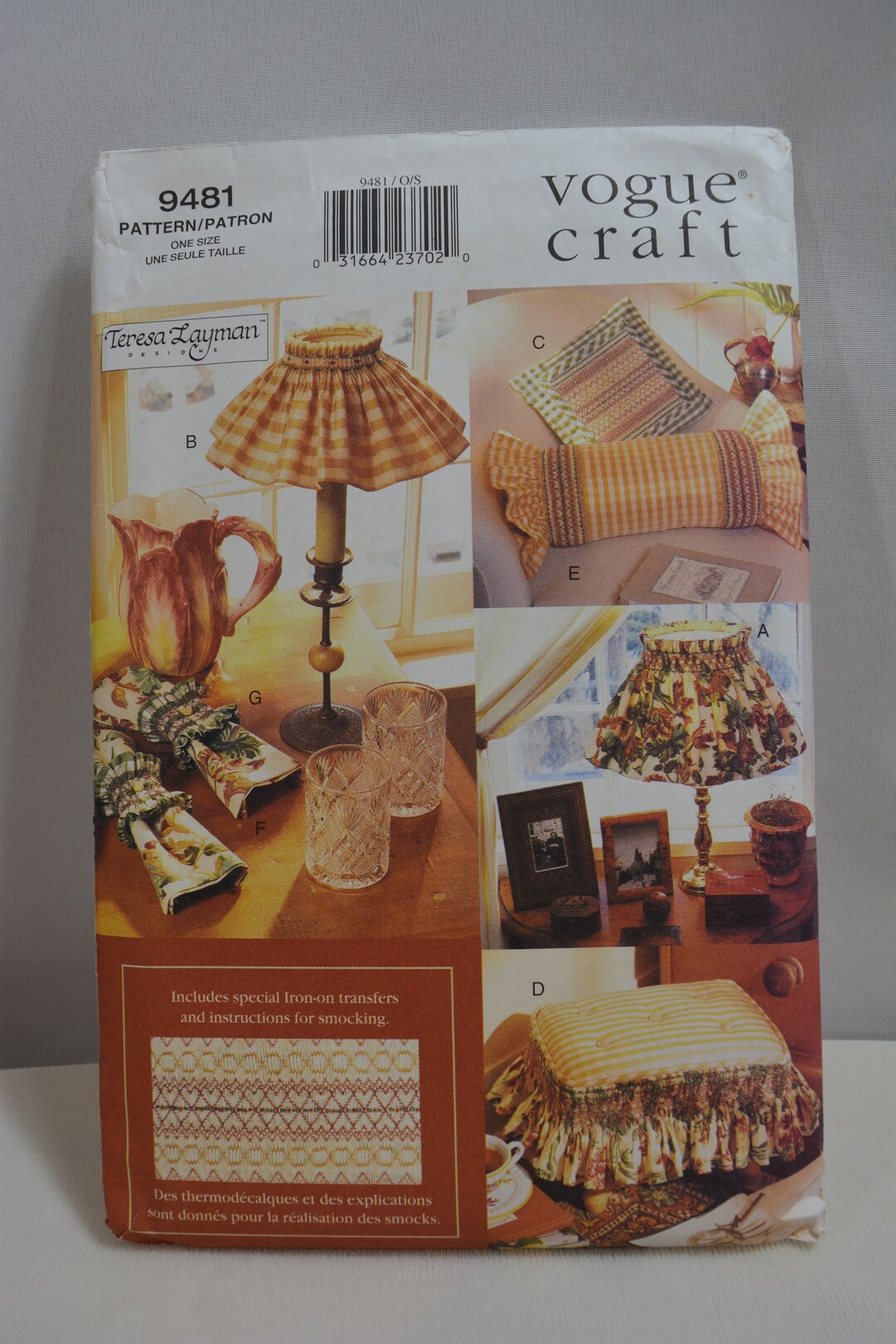 UNCUT VOGUE 9481 Pattern, Vogue Craft, Smocked Accessories With ...