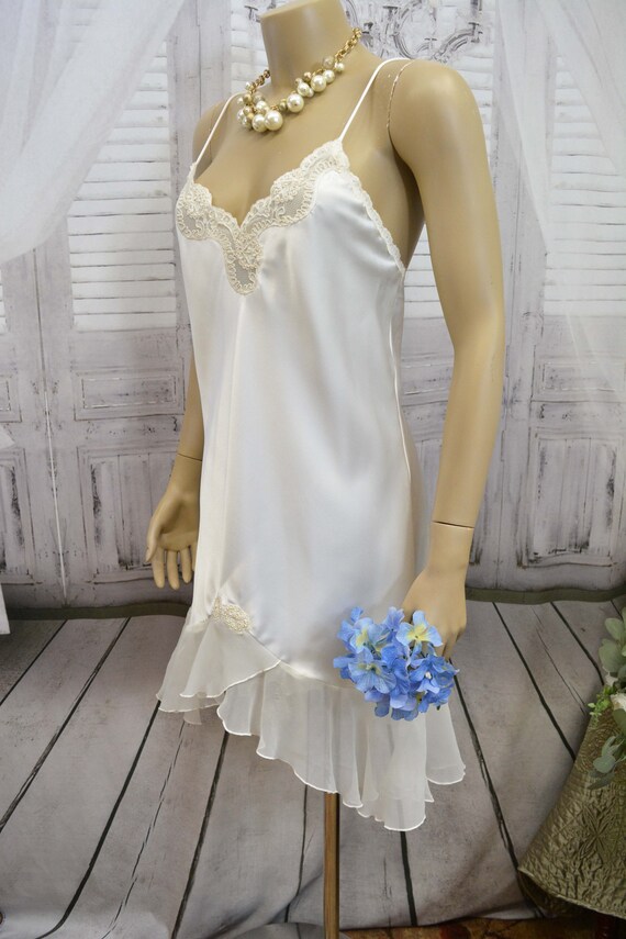 Sexy, Flirty Night Gown, Sheer Uneven Hem, Silky, See… - Gem