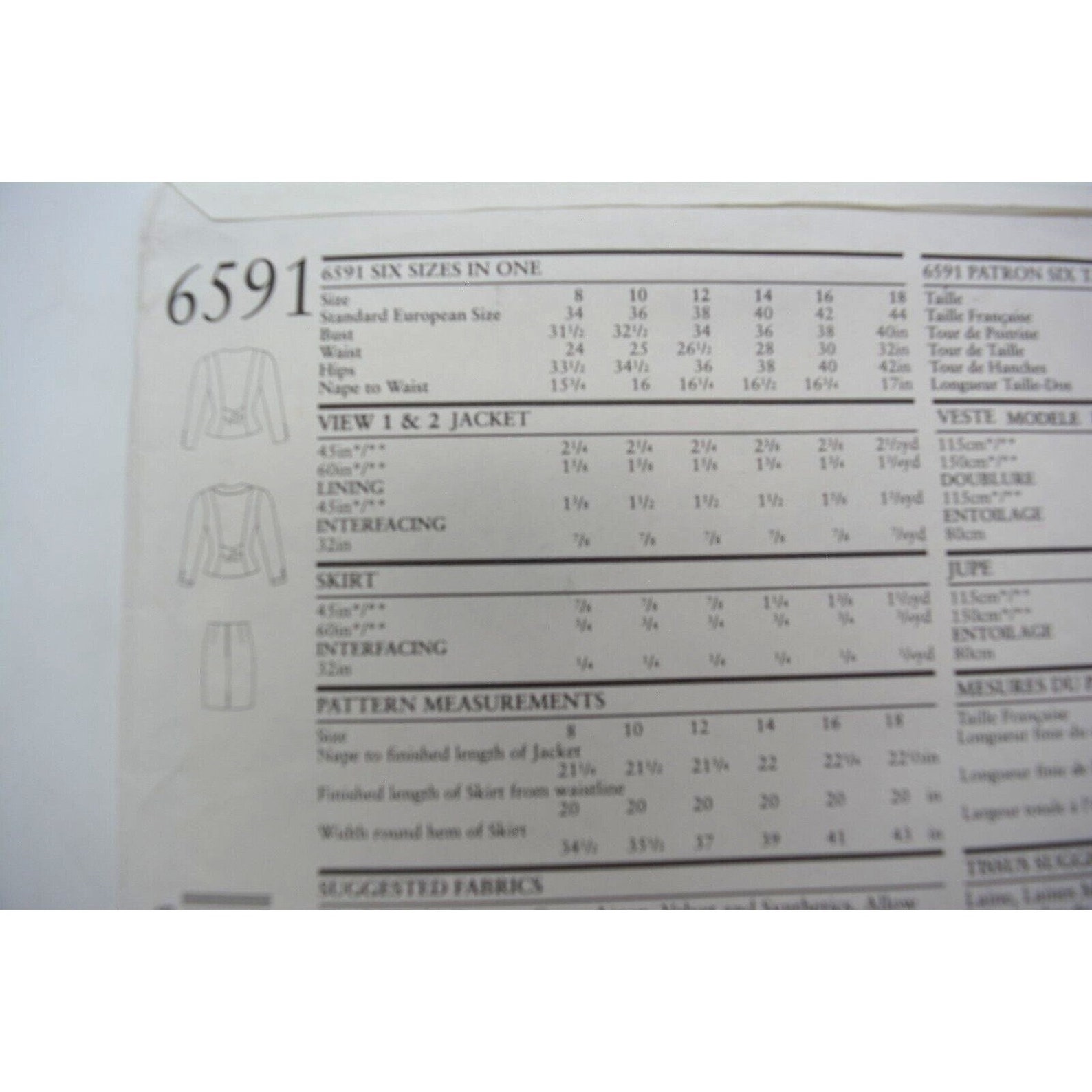 UNCUT New Look 6591 Pattern Sz 8-18 Close Fit Jacket W/uneven - Etsy