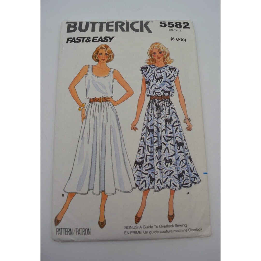 UNCUT Butterick 5582 Pattern, Sz 6-10, Pullover Dress With Blouson ...