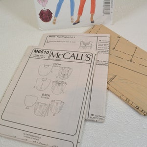 UNCUT Mccalls 6510 Pattern, Caftan Style Loose Blouse, Top, Wear Loose ...