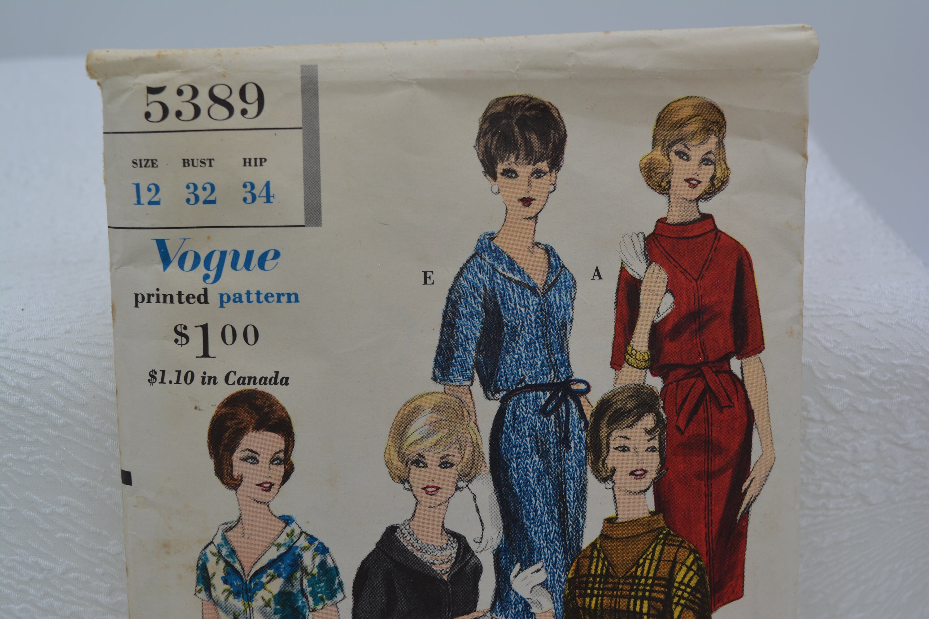 VOGUE 5389 Pattern, Misses Dress, Retro Slim Cocktail Dress, One Piece ...