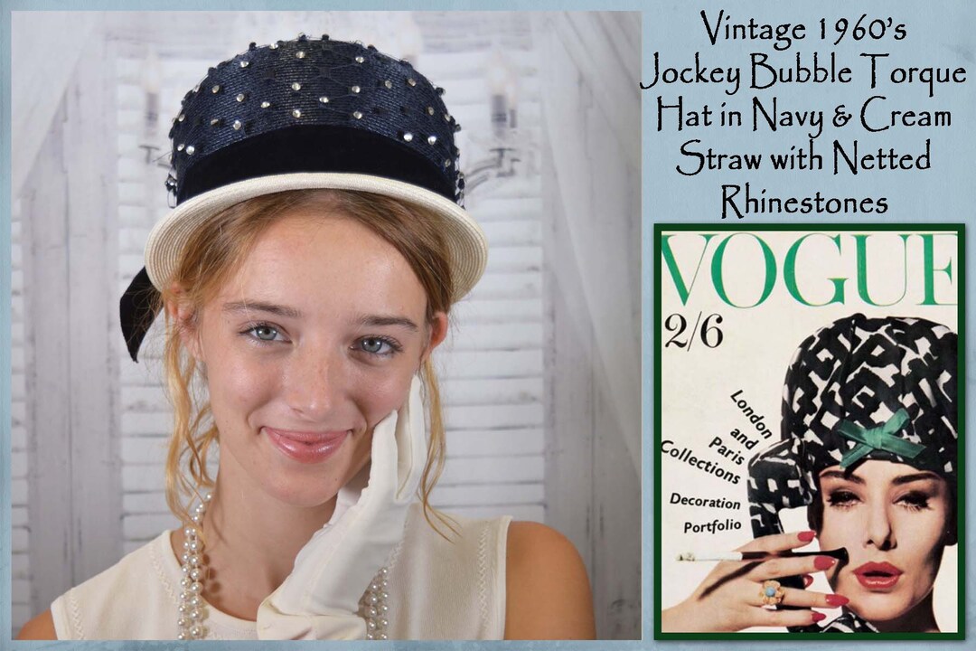 Summer Cool in This Mod Navy Blue & White Bubble Torque Hat, WESCO ...