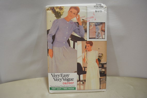 UNCUT Vogue 7119 Pattern Button Front Top and Flared Skirt | Etsy