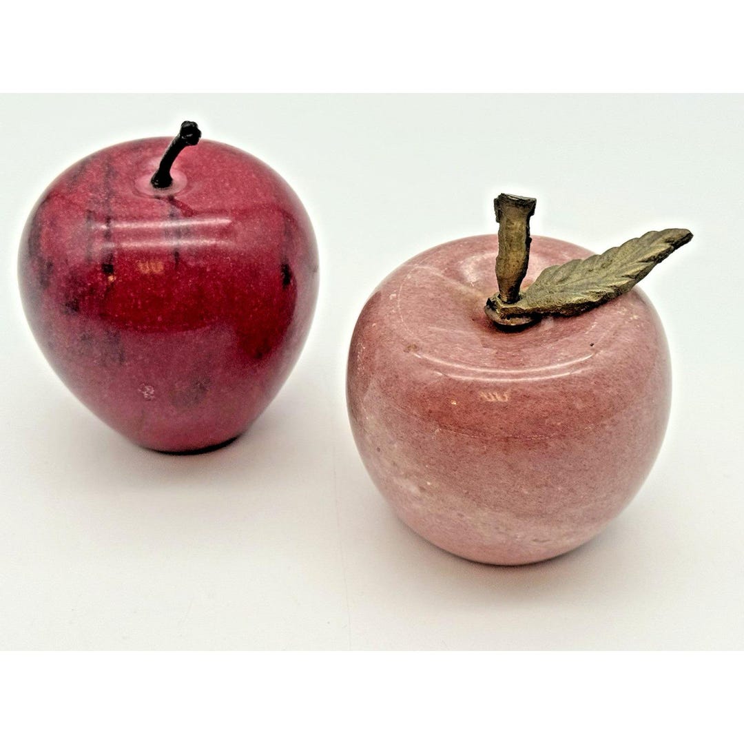 Vintage Alabaster Marble Apple Paperweight Decor Apples (set of 2) Pink ...