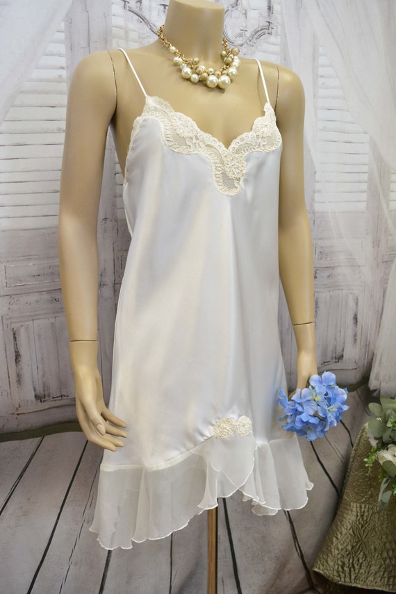 Sexy, Flirty Night Gown, Sheer Uneven Hem, Silky, See… - Gem