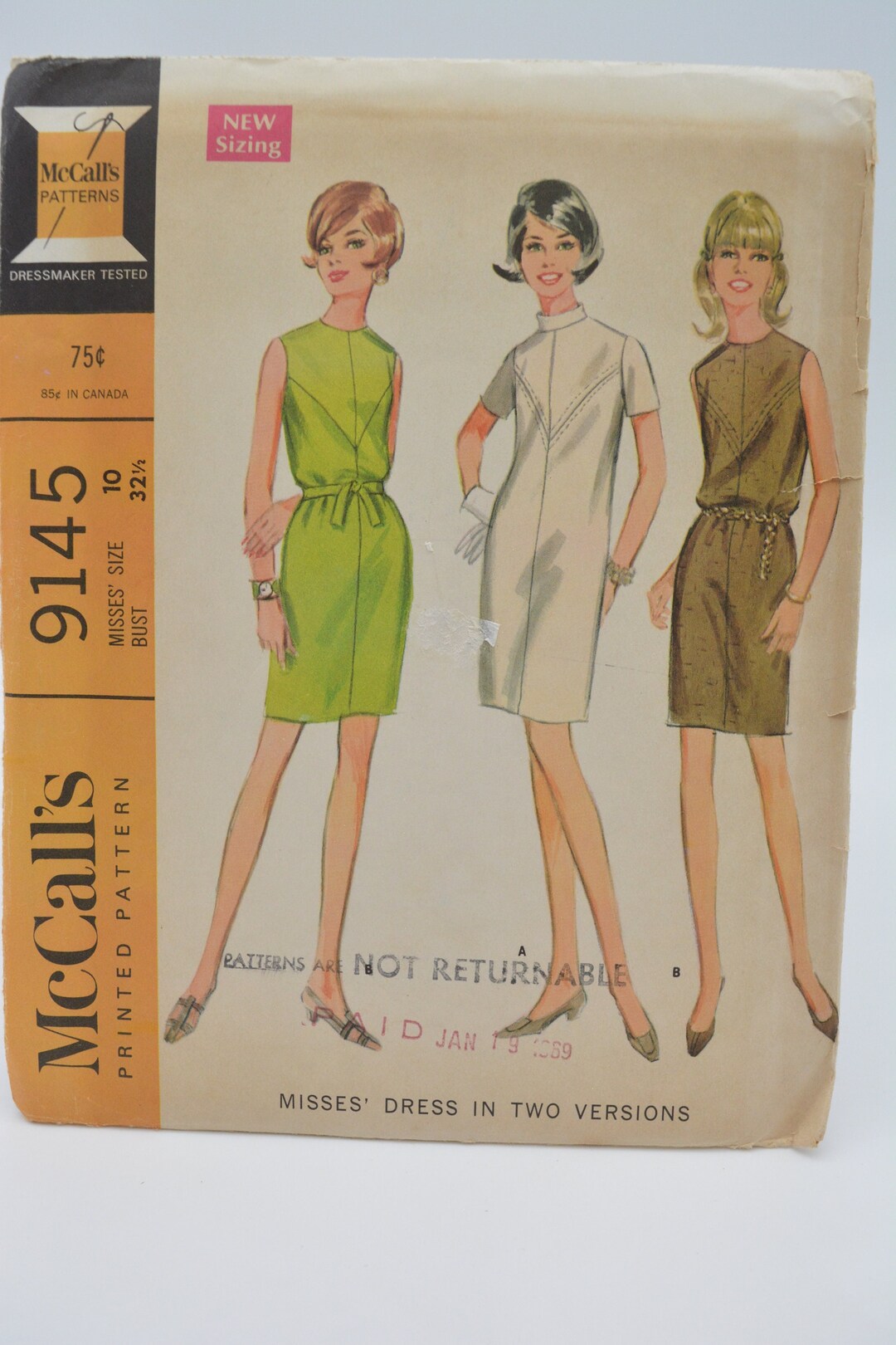 UNCUT Mccall's 9145 Pattern, Retro "mad Men" Groovy Dress in Two ...
