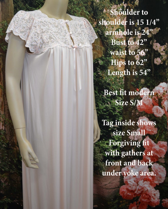 UNWORN Shadowline Pink Negligee Night Gown, Lace, Sat… - Gem