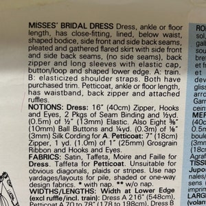 UNCUT Vogue 1677 Pattern, Bridal Original Wedding Dress, Bridesmaid ...