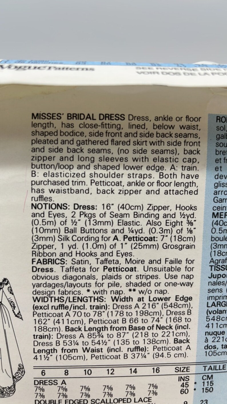 UNCUT Vogue 1677 Pattern, Bridal Original Wedding Dress, Bridesmaid ...