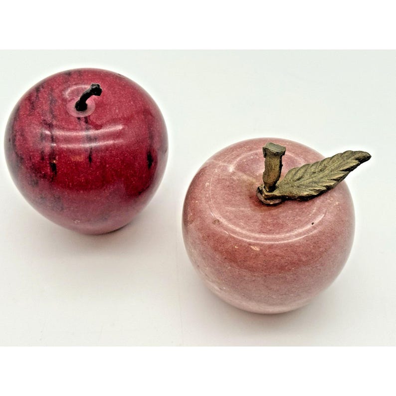 Vintage Alabaster Marble Apple Paperweight Decor Apples (set of 2) Pink ...