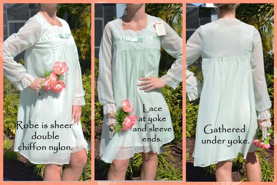 Unworn SHADOWLINE Peignoir, Mint Green, Robe, Nightgo… - Gem