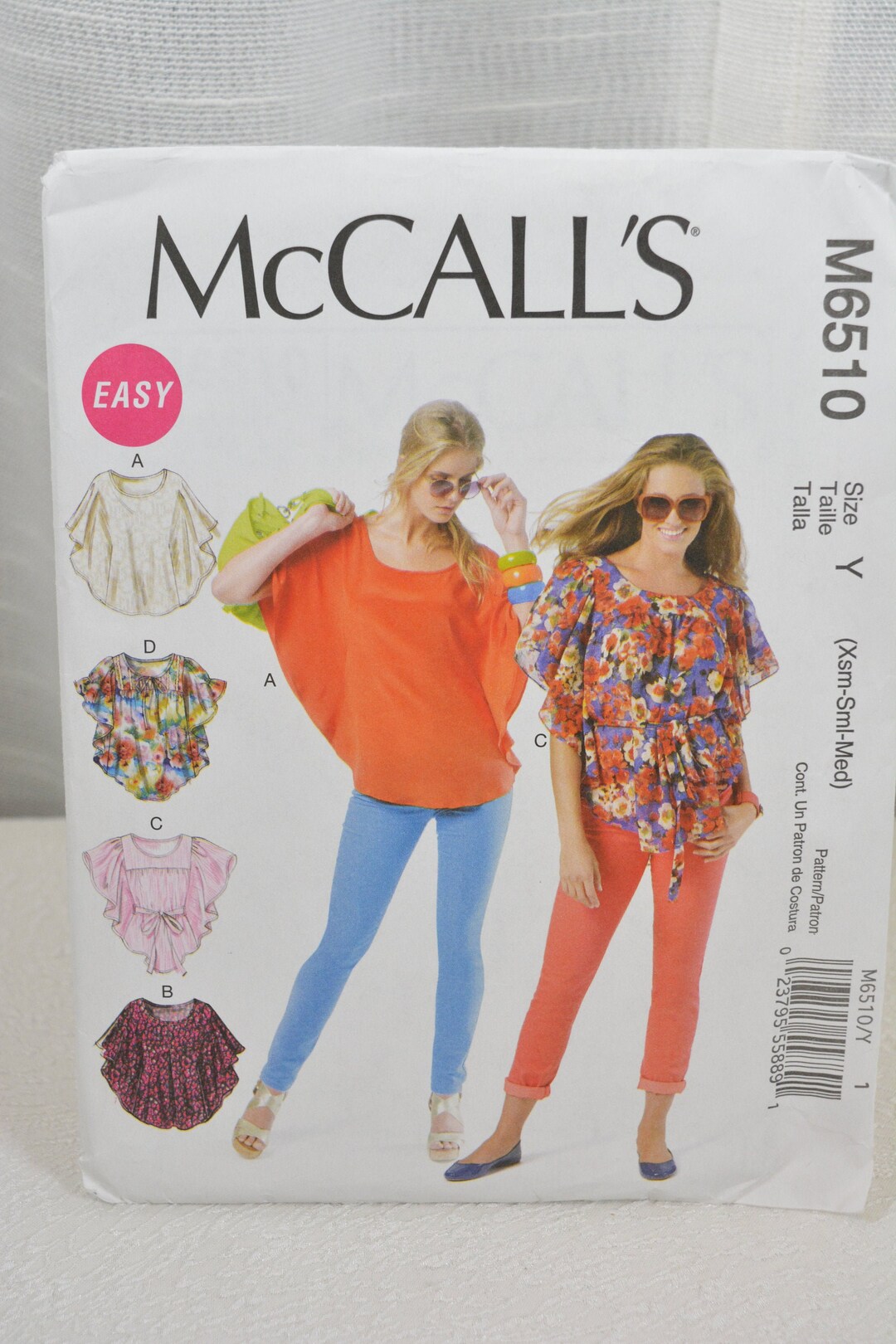 UNCUT Mccalls 6510 Pattern, Caftan Style Loose Blouse, Top, Wear Loose ...