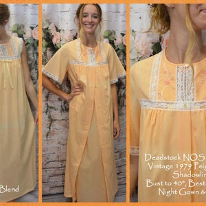 Cotton Comfort, Deadstock SHADOWLINE Peignoir Set, Robe and Night Gown ...