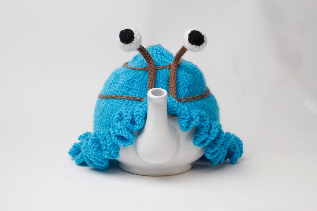 Hand Knitted Blue Snail Tea Cosy: Novelty Tea Pot Cover - Etsy
