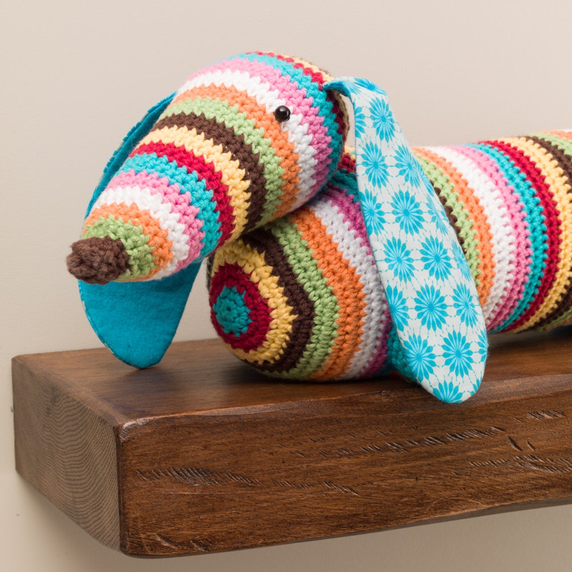 Stripy Dachshund Sausage Dog Crochet Doorstop or Draught Excluder ...