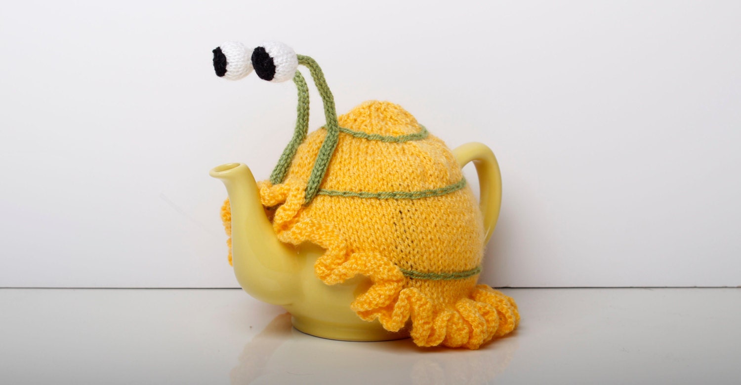 Snail Tea Cosy With Frilly Bottom - Hand Knitted in Yellow - Etsy