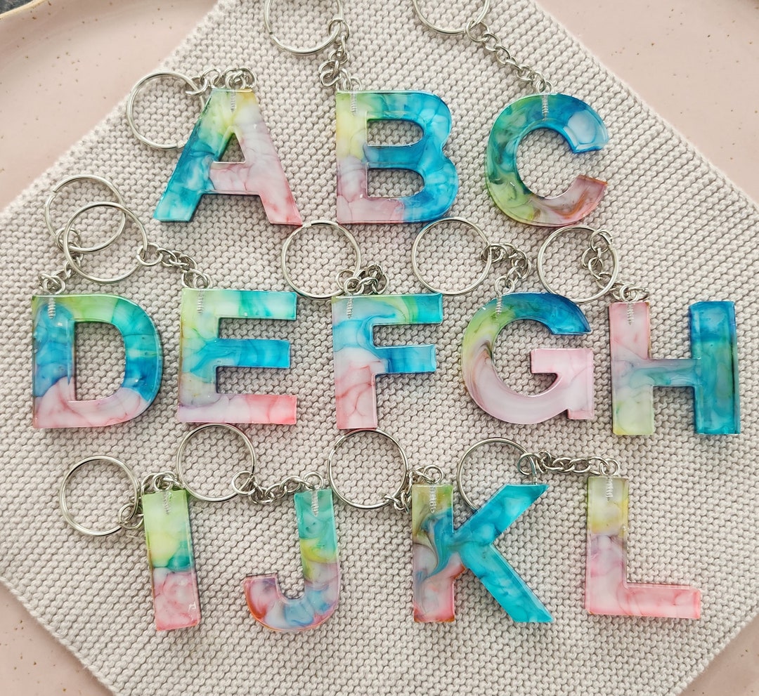 Epoxy Resin Keychain, Letter Keychain, Bag Charm, Back to School ...