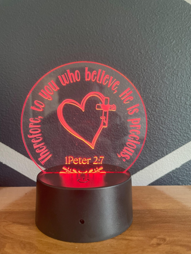 Personalized Bible Verse LED Night Light: Remote Control Color Options ...