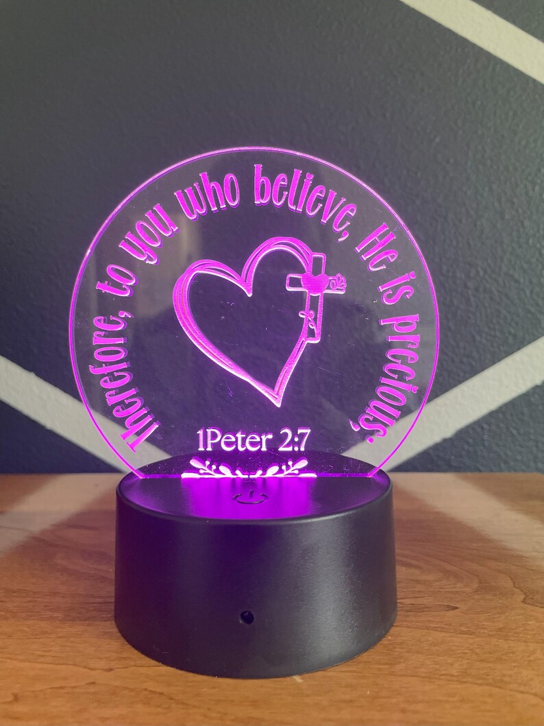 Personalized Bible Verse LED Night Light: Remote Control Color Options ...