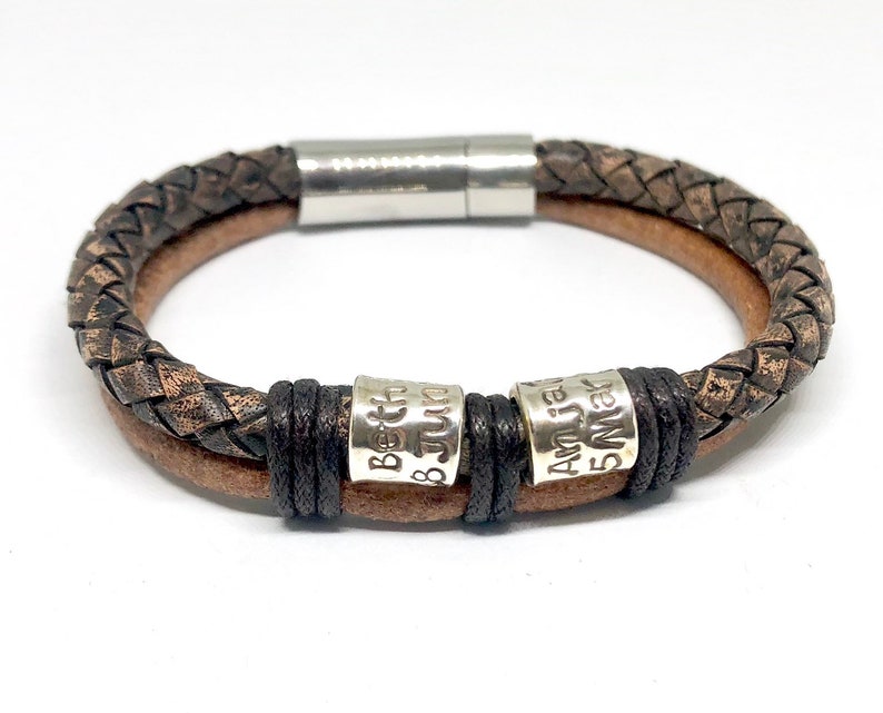 Mens Personalised Leather Bracelet Homme Custom Jewellery for - Etsy