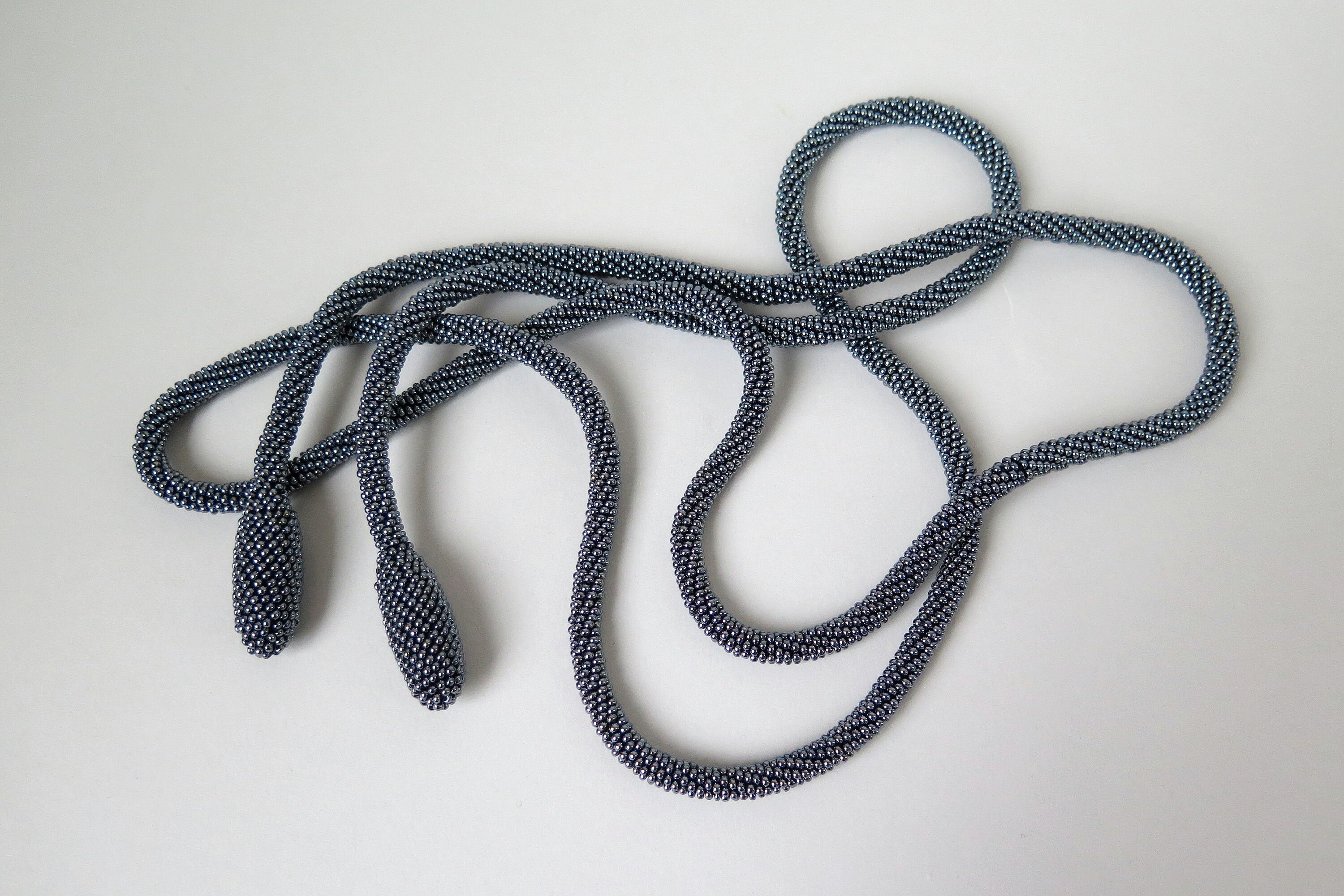 Long Deep Blue Rope Necklace - Etsy