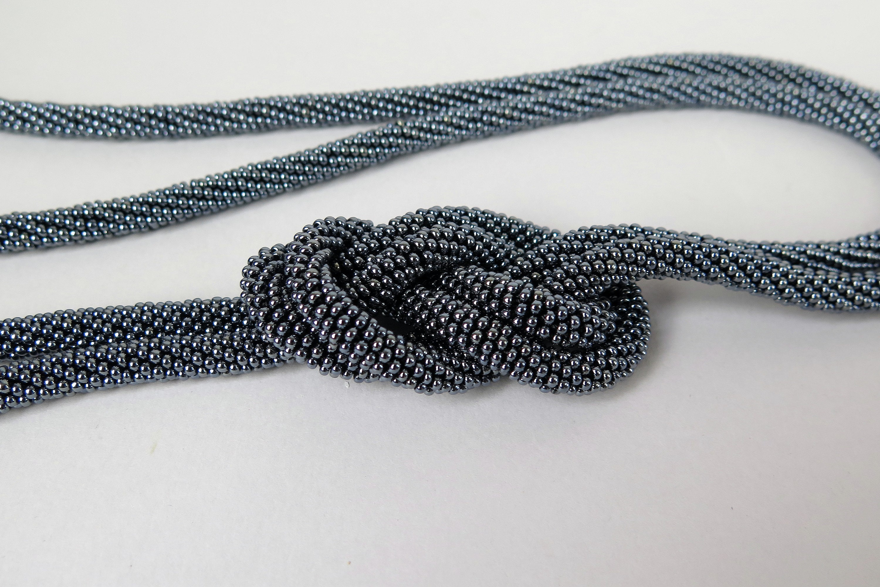 Long Deep Blue Rope Necklace - Etsy