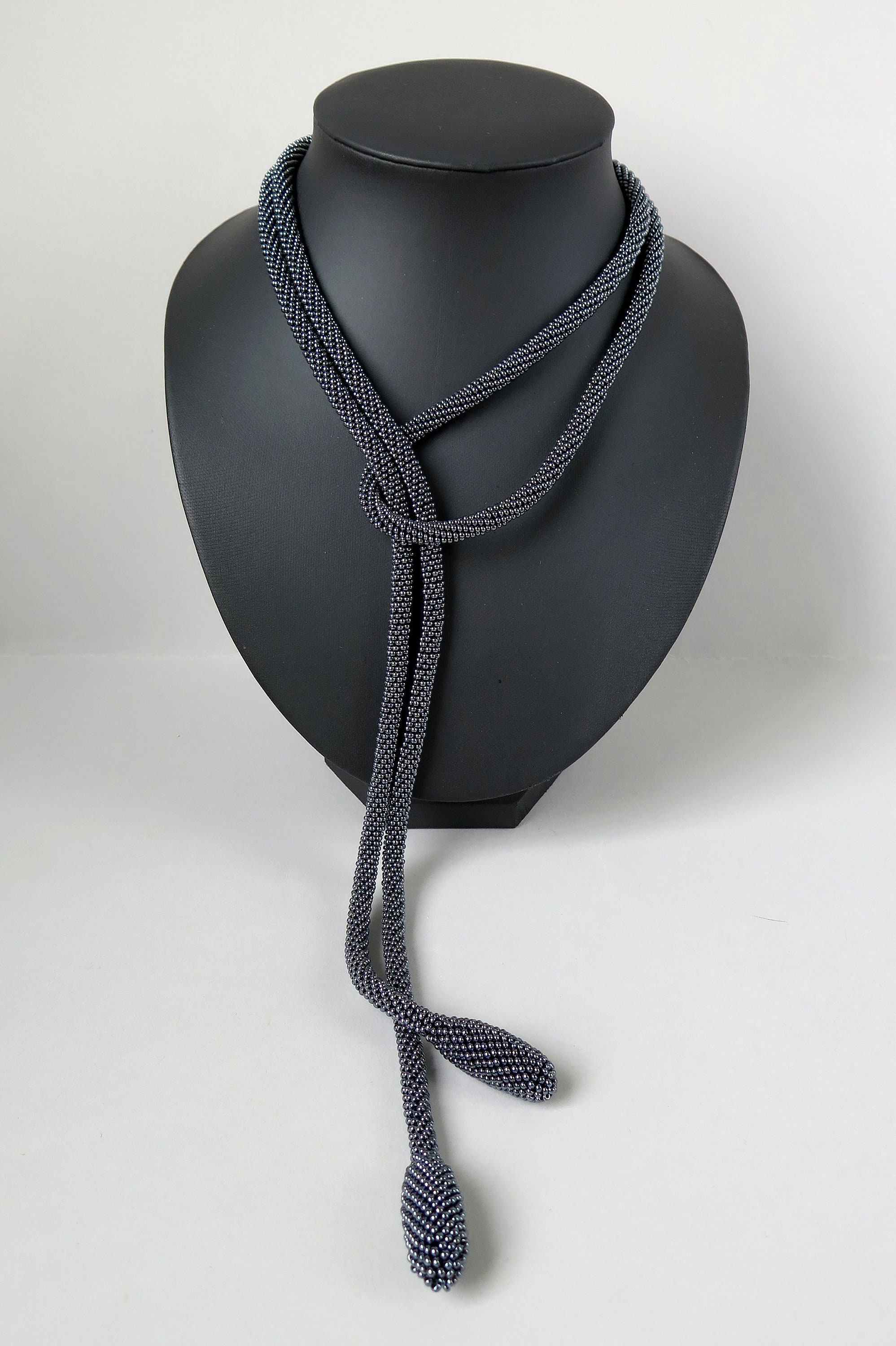 Long Deep Blue Rope Necklace - Etsy