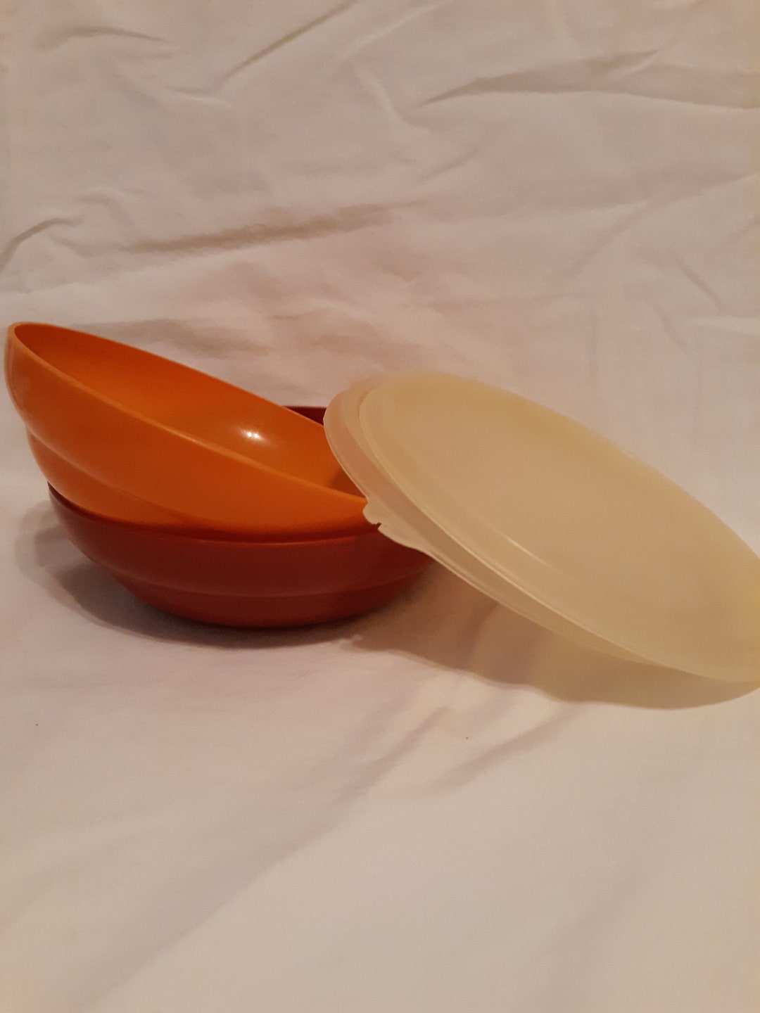 Set of Two Vintage Tupperware Cereal Bowls With Lids Red and Orange - Etsy
