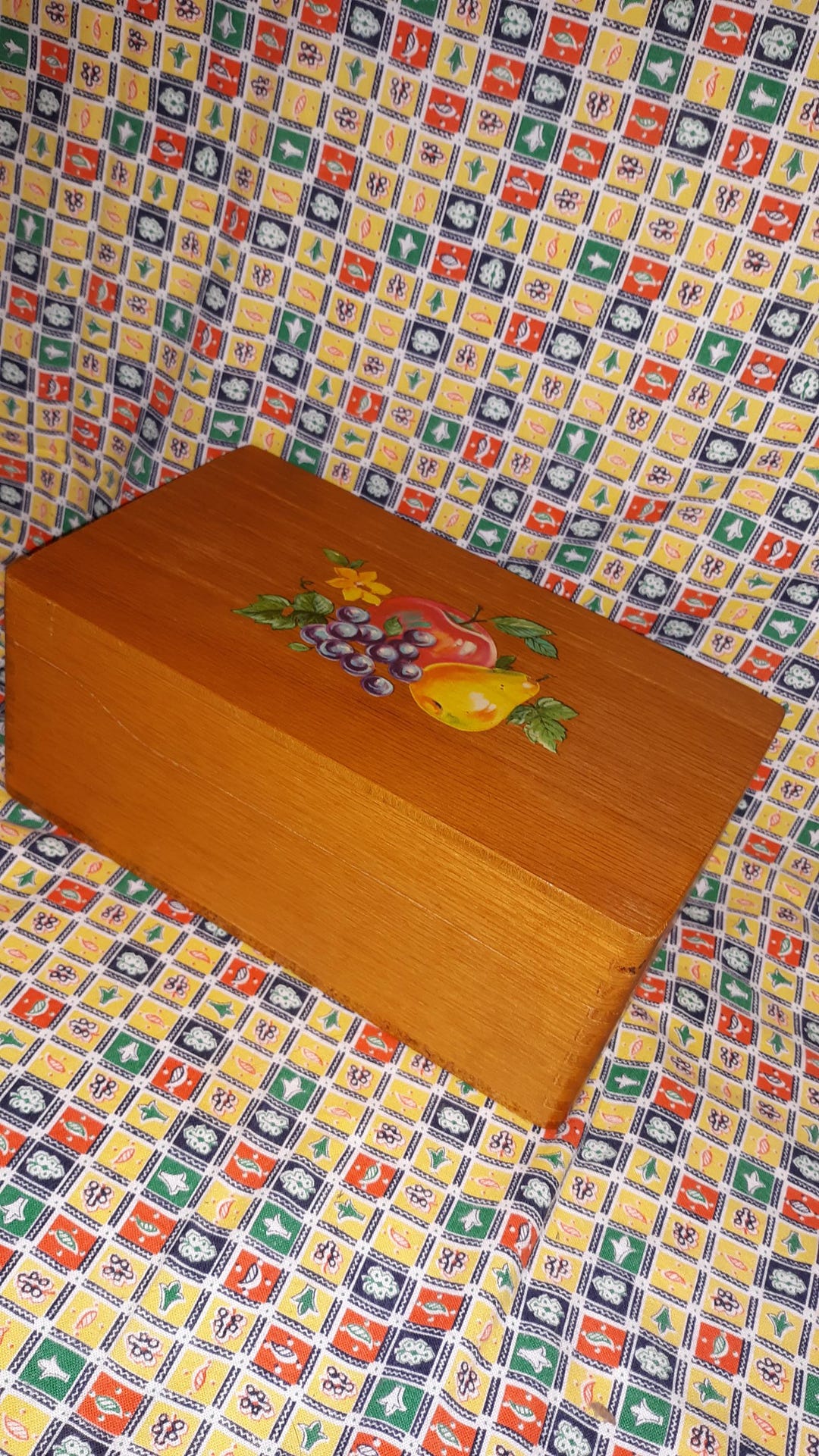 Vintage Dovetailed Card File Recipe Box With Fruit Decal on Top - Etsy