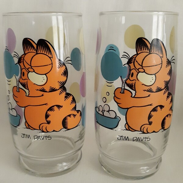 Garfield Drinking Glasses - Etsy