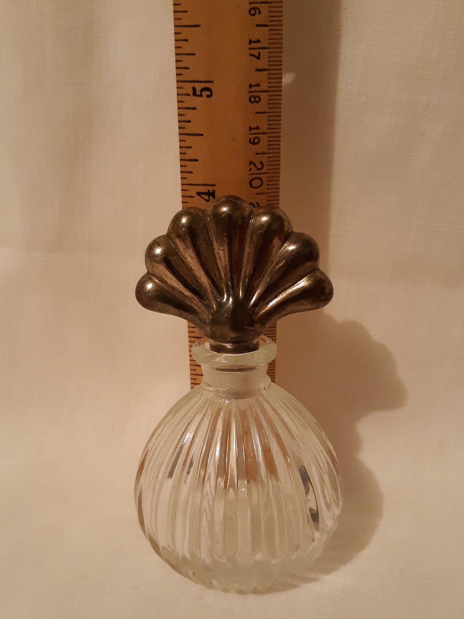 Beautiful EMPTY Glass Perfume Bottle With Silverplate Top by Sheridan ...