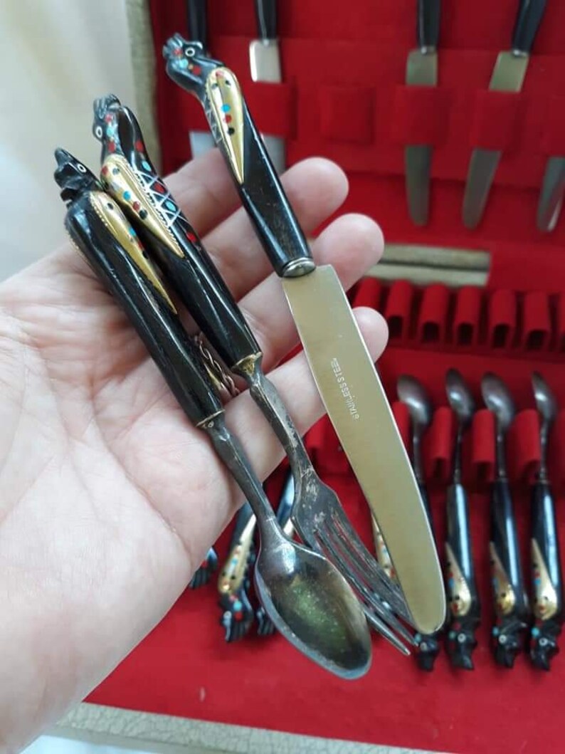 Rare Unusual Silverware Set in Box UNMARKED - Etsy