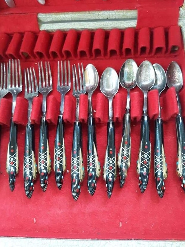 Rare Unusual Silverware Set in Box UNMARKED - Etsy
