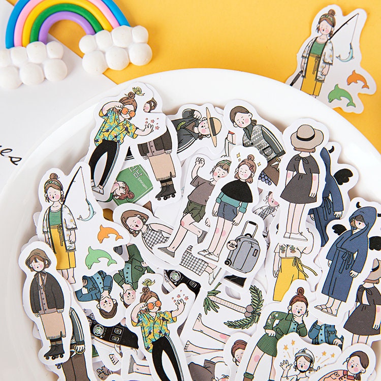 Super cute dress up girl sticker box 46 stickers/paper | Etsy